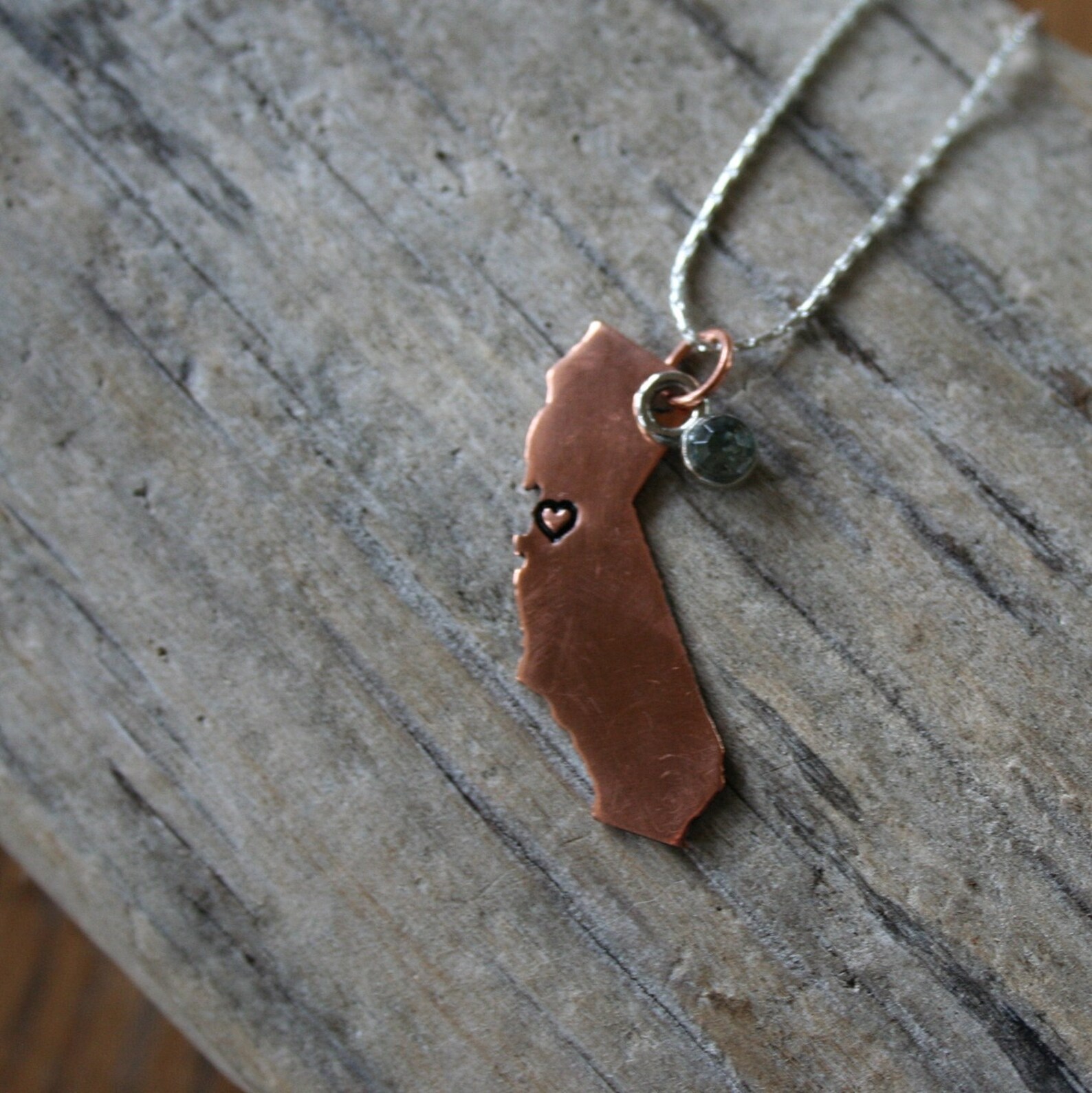 Copper California Love Recycled Mixed Metal Necklace Custom State ...