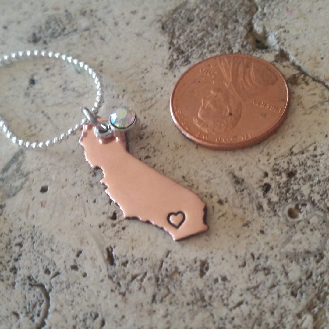Copper California Love Recycled Mixed Metal Necklace Custom State ...