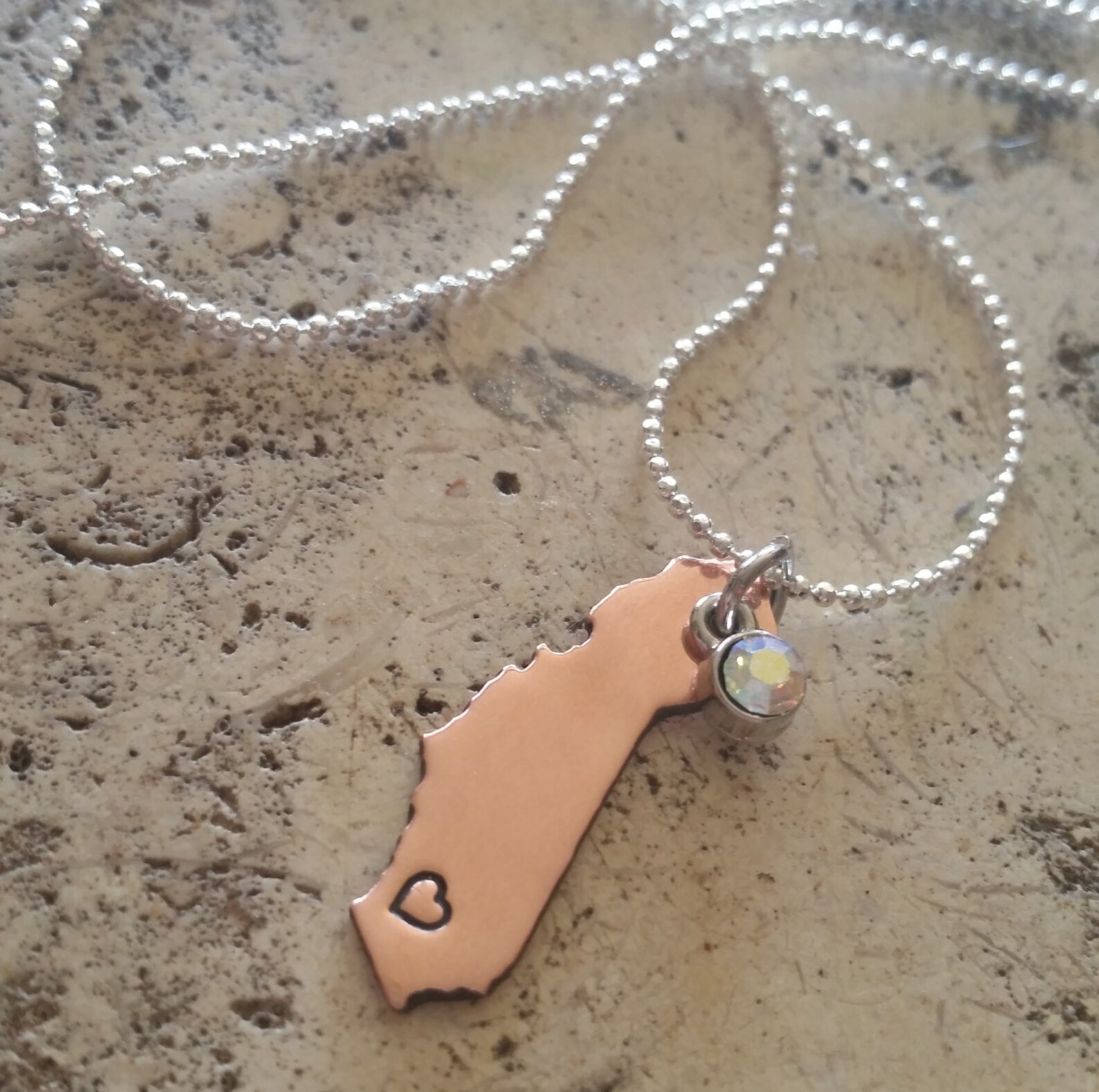 Copper California Love Recycled Mixed Metal Necklace Custom State ...