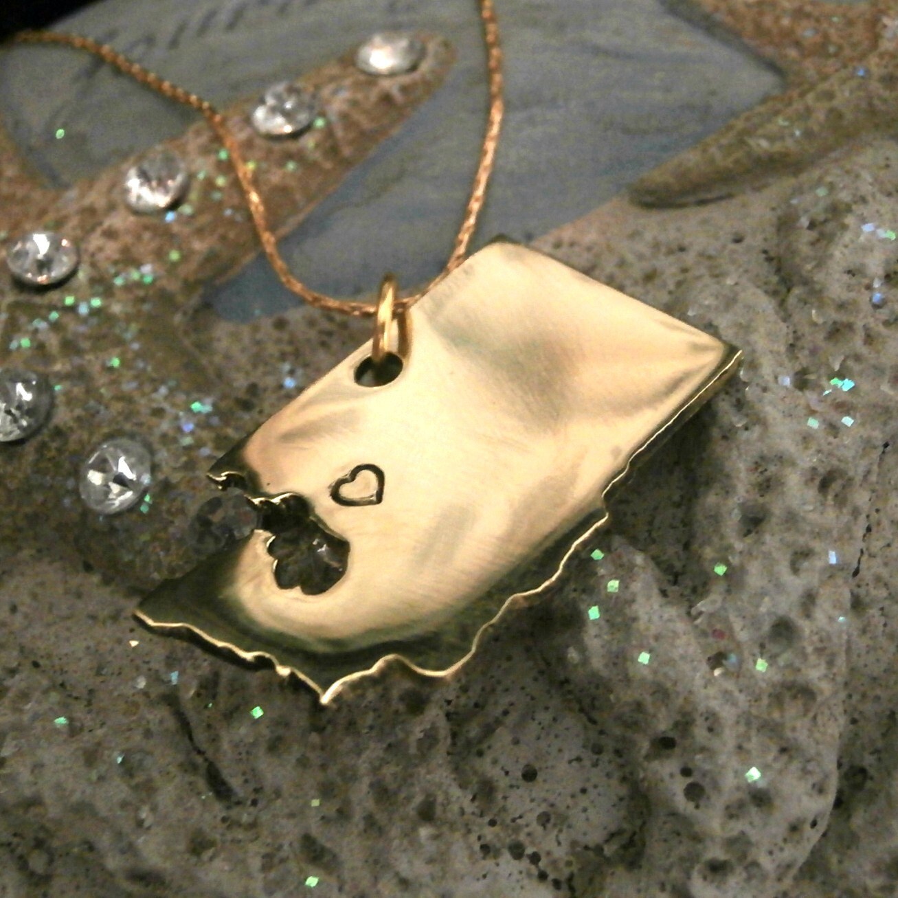 Gold Washington State Hand Stamped Heart Necklace CUSTOM State Necklace ...