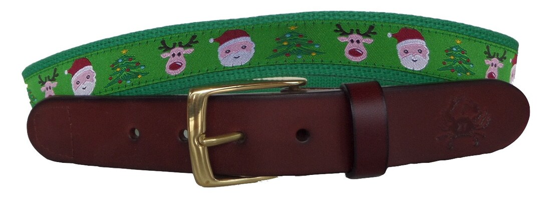 Christmas Leather Belt /santa, Rudolph and Christmas Tree Leather Belt ...
