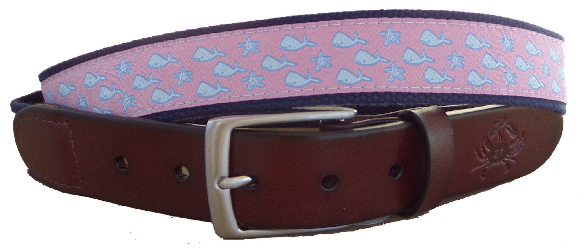 Whales and Starfish Nautical Belt / Leather Belt / Canvas Belt | Etsy