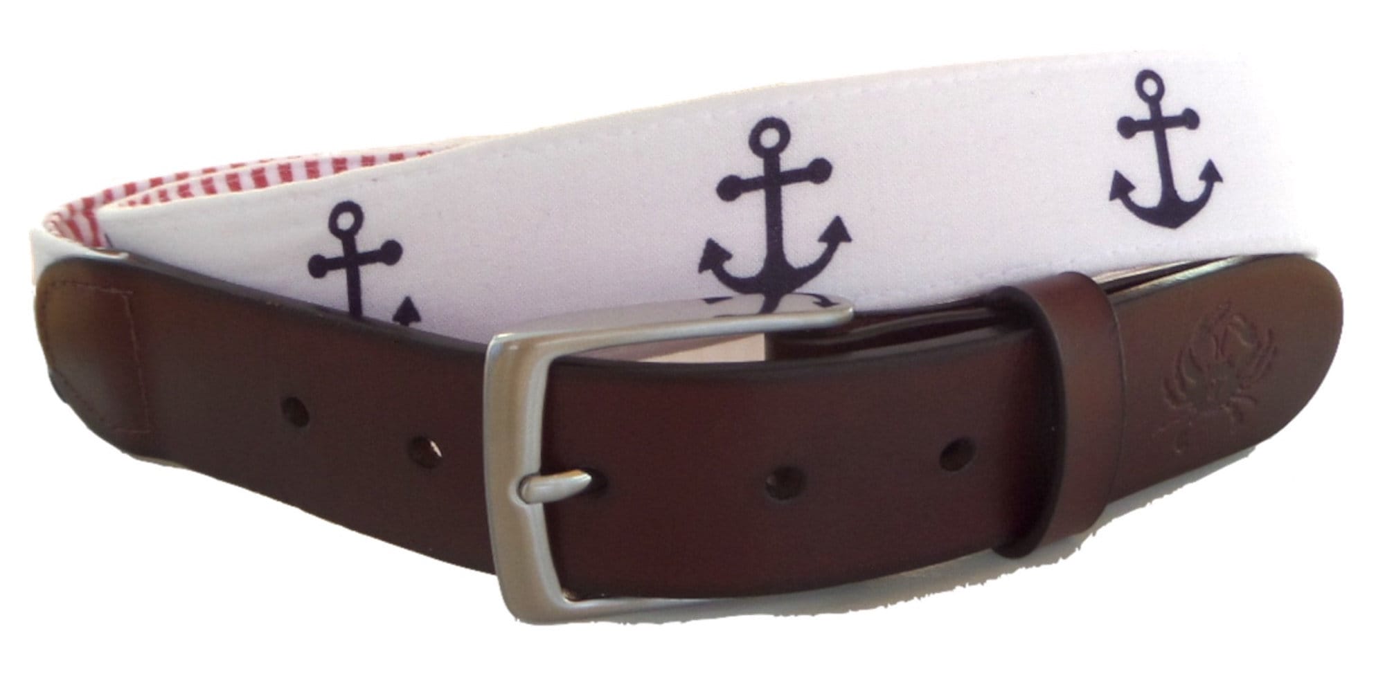 Navy Anchor Nautical Belt / Leather Belt / Canvas Belt / Preppy Webbing ...