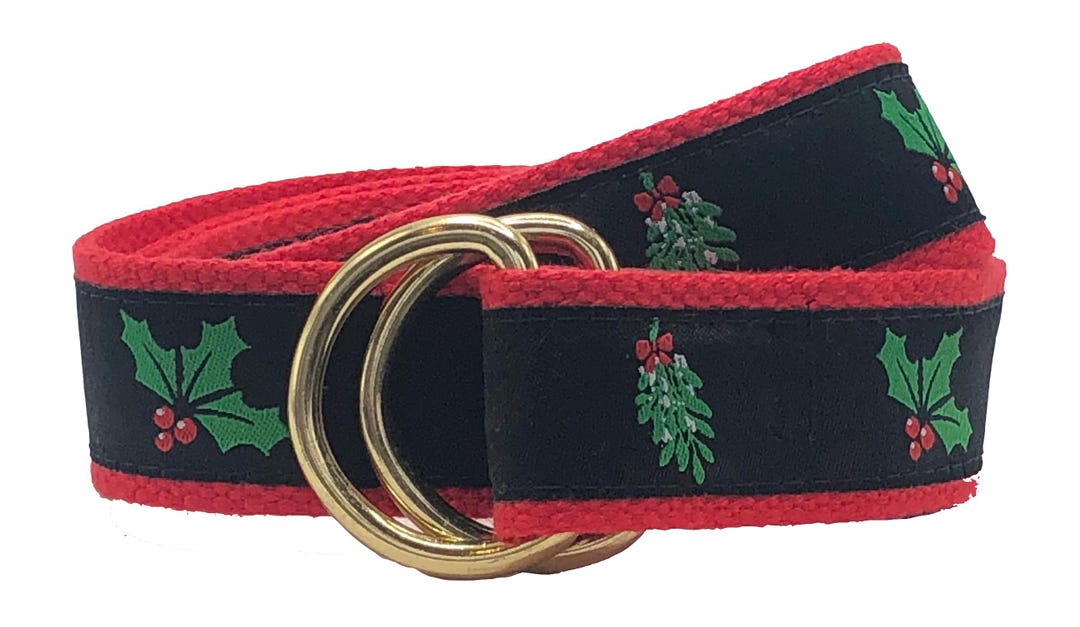 Holly and Mistletoe Christmas Belt / D-ring Belt / Santa Belt / Holiday ...