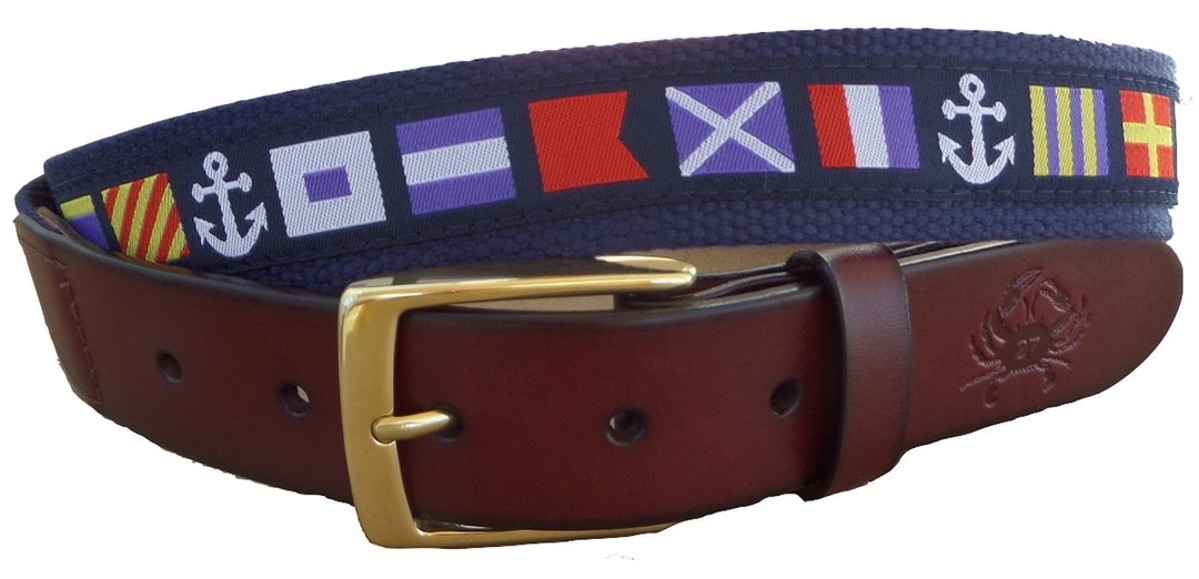 Nautical Flag Belt/ Leather Belt / Canvas Belt / Preppy Webbing Belt ...