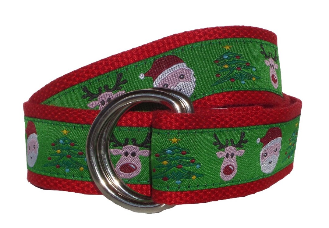 Christmas Santa Webbing D-ring Belt, Santa, Rudolph and Christmas Tree ...