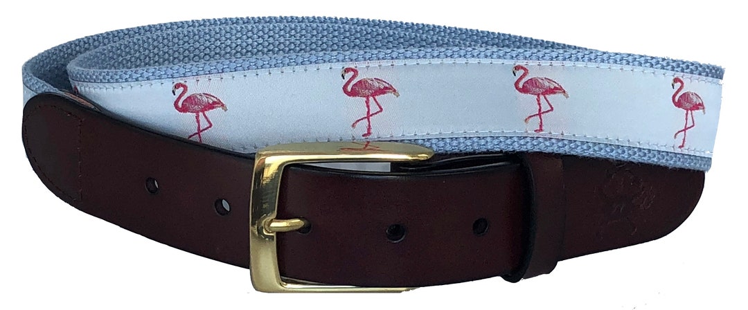 Flamingo Belt / Leather Belt / Nautical Belt / Preppy Webbing Belt Men ...