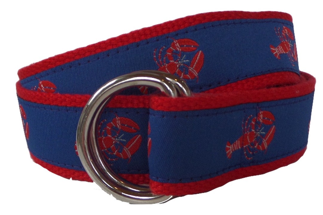Red Lobster on Red Webbing D-ring Belt, Red Lobster on Dark Royal ...