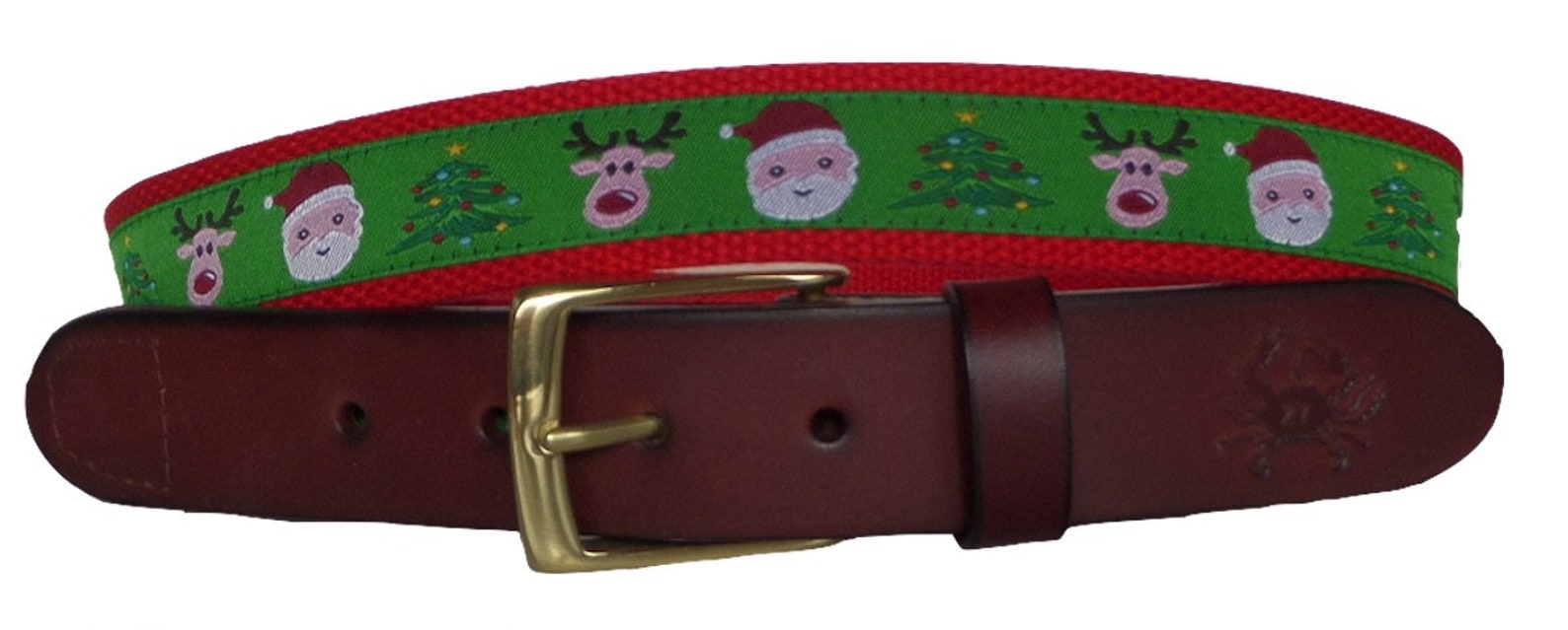 Christmas Leather Belt /santa, Rudolph and Christmas Tree Leather Belt ...