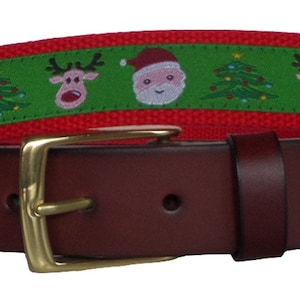 Christmas Leather Belt /santa, Rudolph and Christmas Tree Leather Belt ...