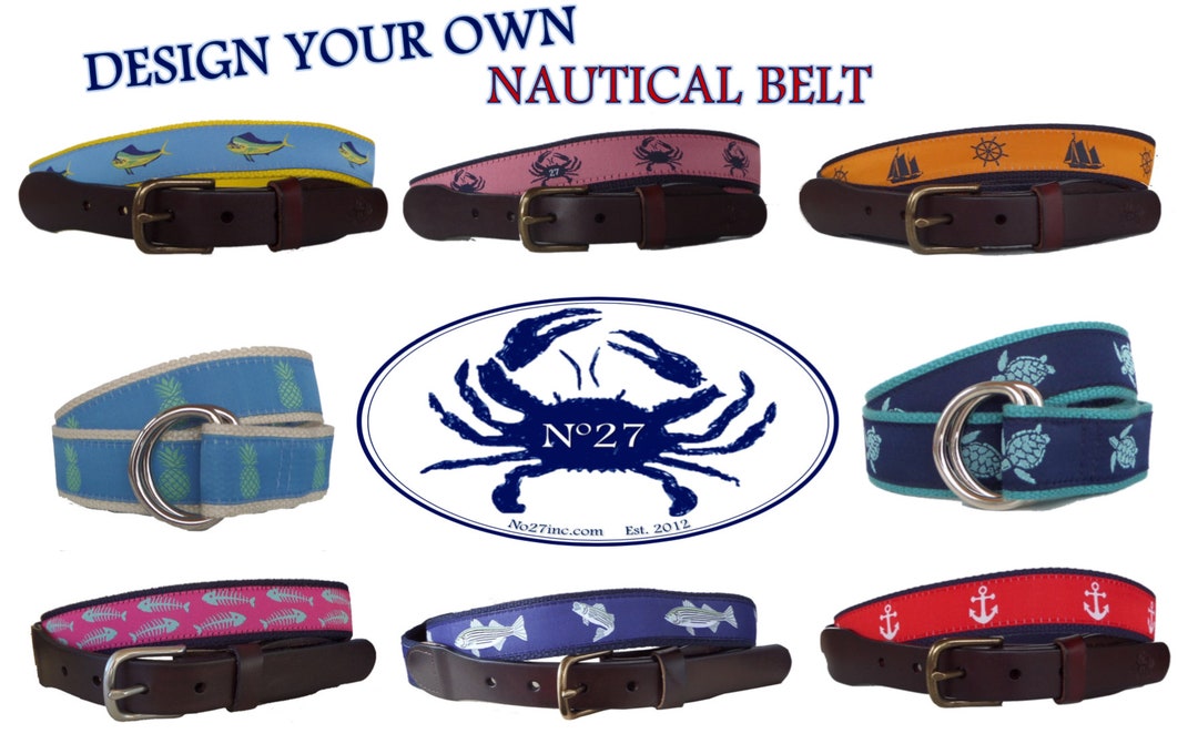 Nautical Ribbon Belt/ Men's Belt/ Women's Belt/kids Belt/ D-ring Belt ...