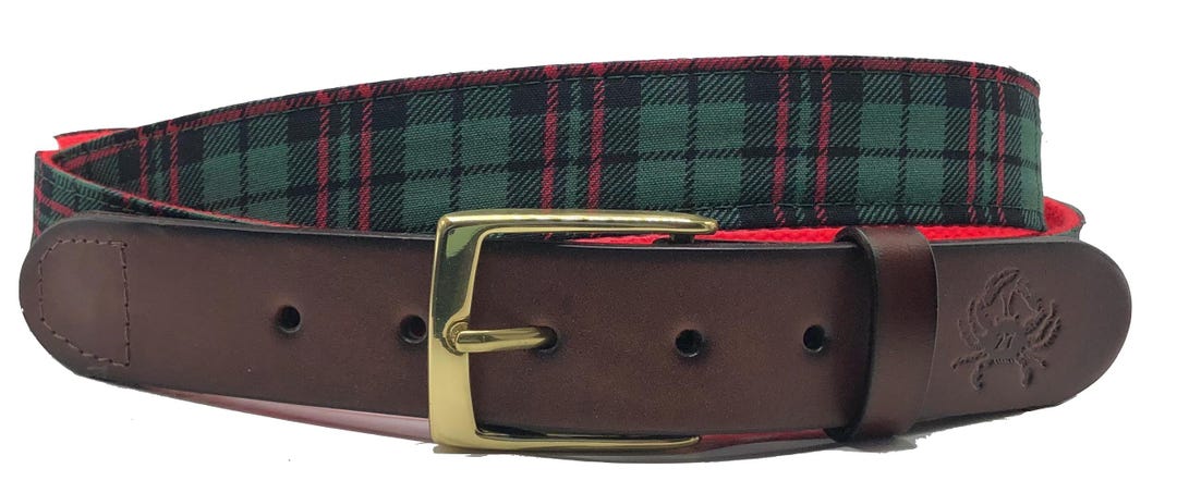 Green Christmas Plaid Belt / Leather Belt / Santa Belt / Holiday ...