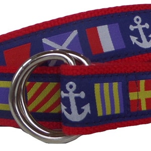 Nautical Flag Belt/ Leather Belt / Canvas Belt / Preppy Webbing Belt ...