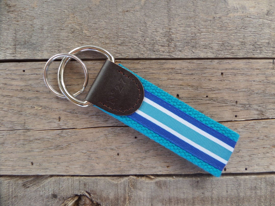 Blue Stripes Key Fob/ Preppy Key Chain/party Theme Key Fob/pink, Blue ...