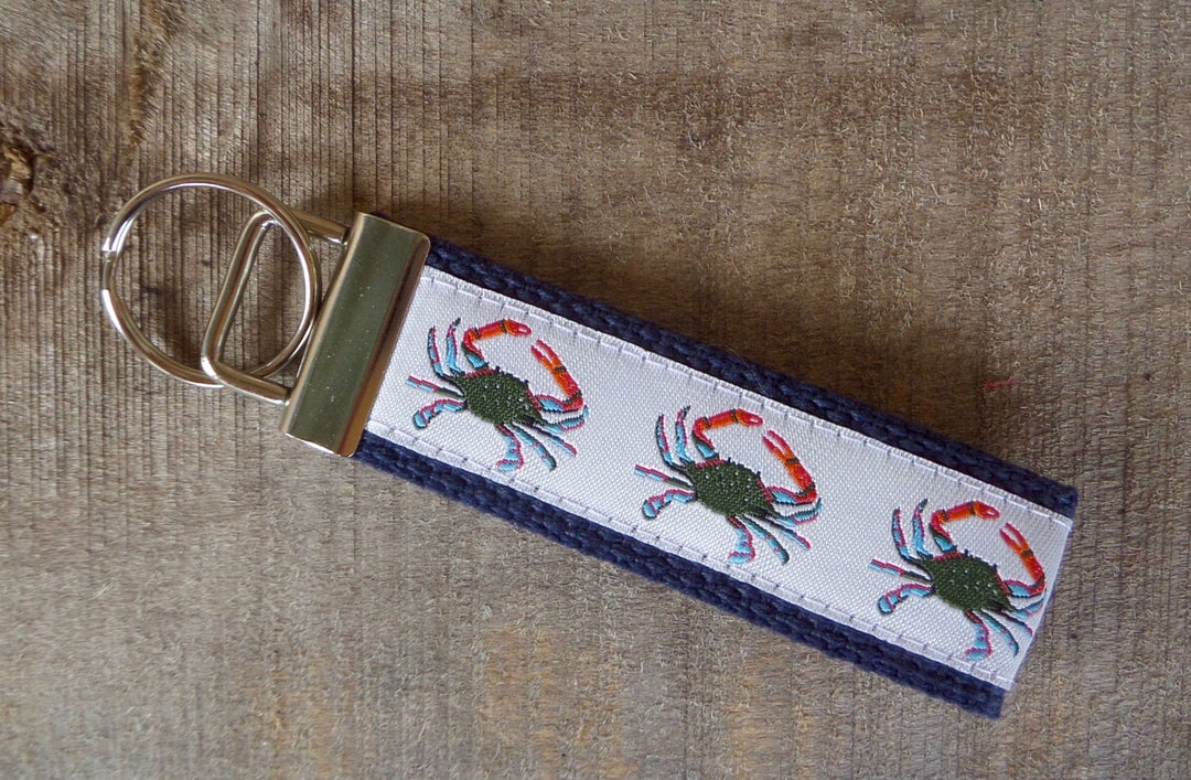 Blue Crab Nautical Key Fob/ Preppy Key Chain / Party Theme Key Fob ...