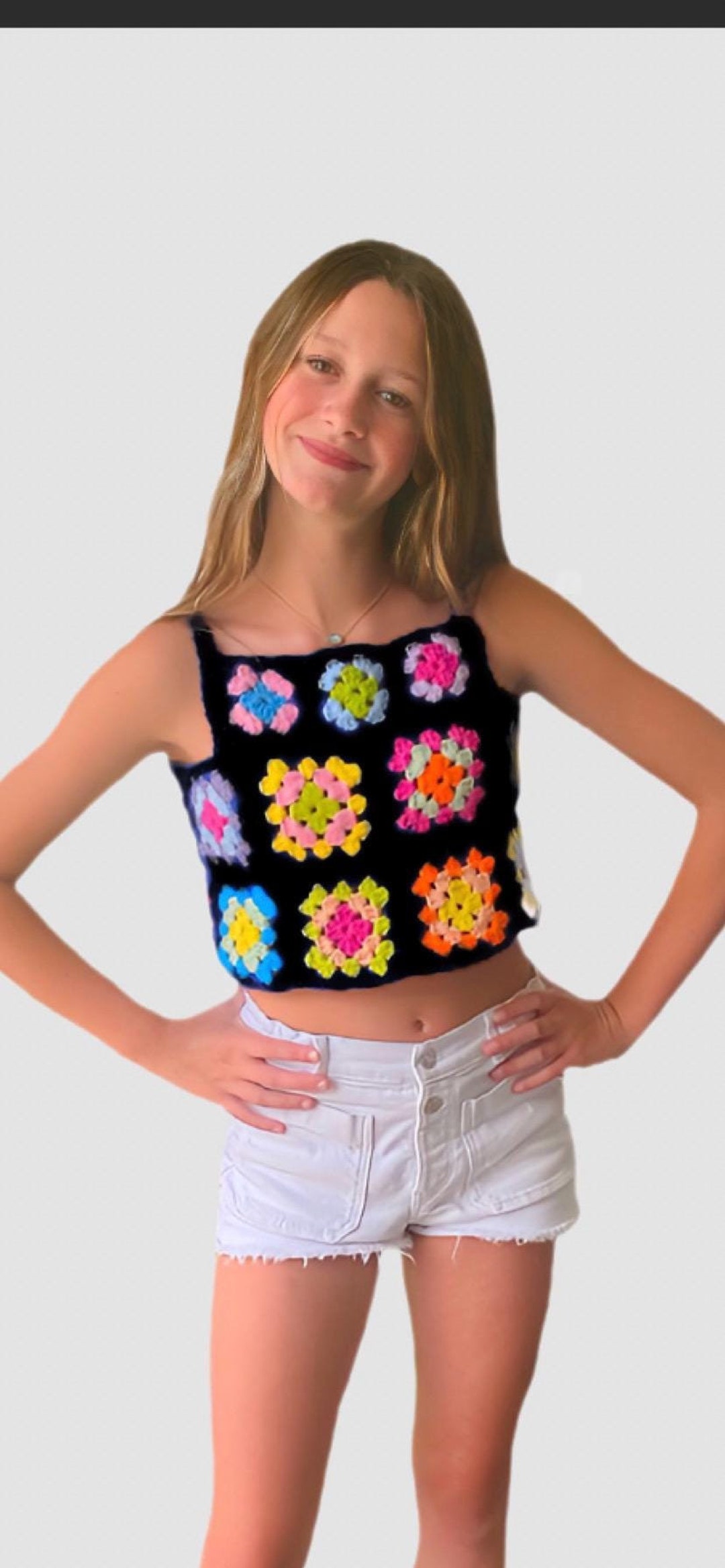 Crochet Crop Top Instructions- Granny Square Stitch- Trending Festival ...