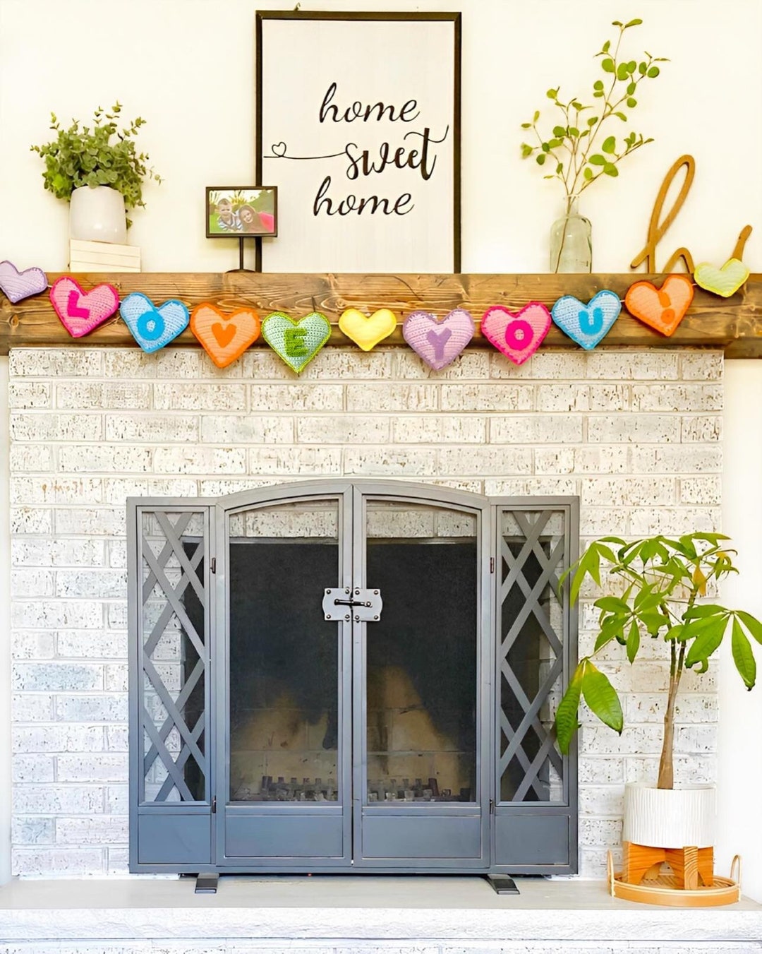 Crochet Candy Hearts, Crochet Valentine Banner, Crochet Hearts, Candy ...