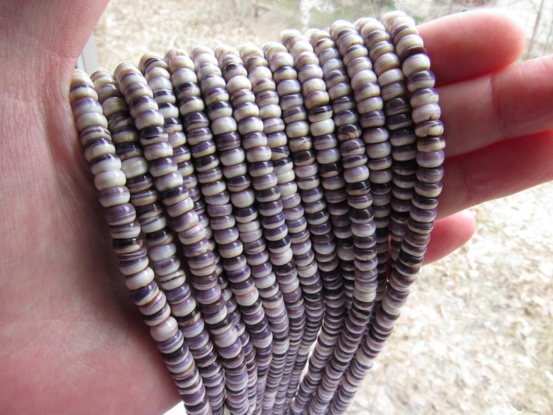 Genuine Wampum BEADS 6mm Rondelles Quahog Natural Purple Shell | Etsy