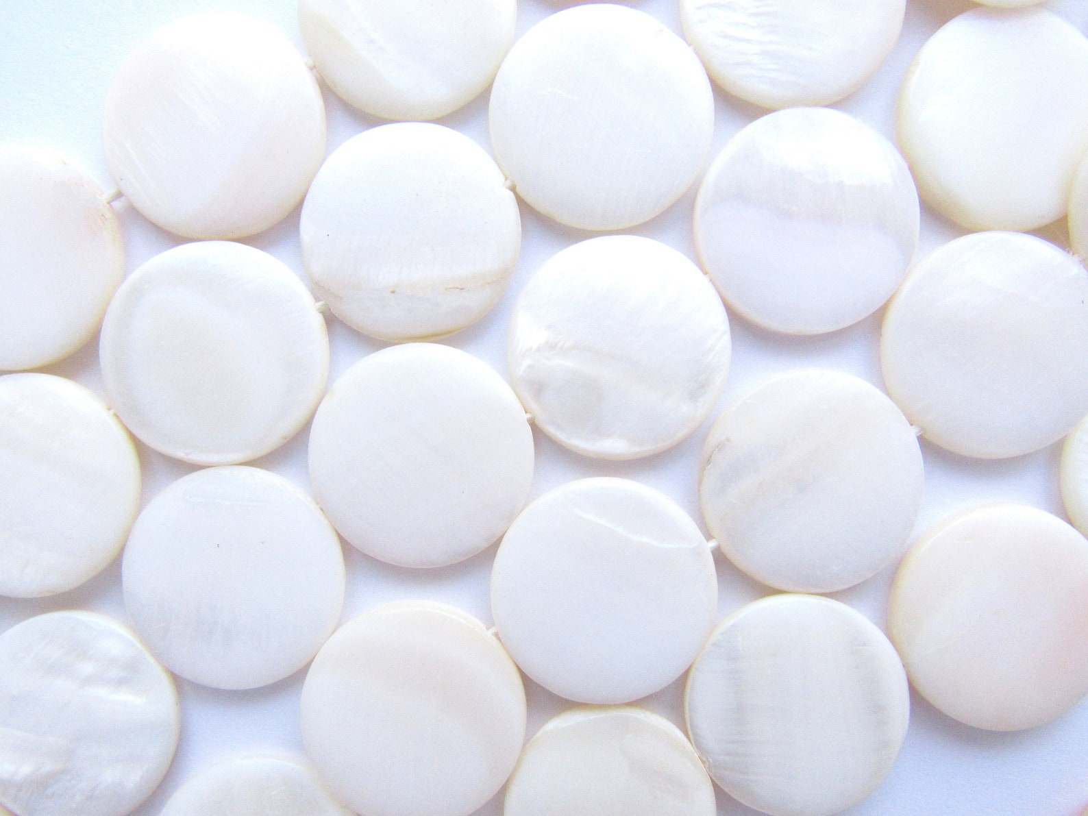 Natural White Shell COIN BEADS 20mm Flat Round Bead Supply Diy Making ...