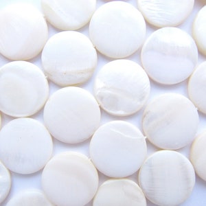 Natural White Shell COIN BEADS 20mm Flat Round Bead Supply Diy Making ...