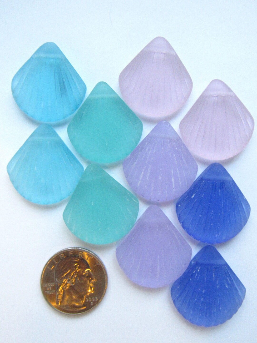 Cultured Sea Glass Shell Pendants: Assorted Colors, Top Drilled (10pc ...