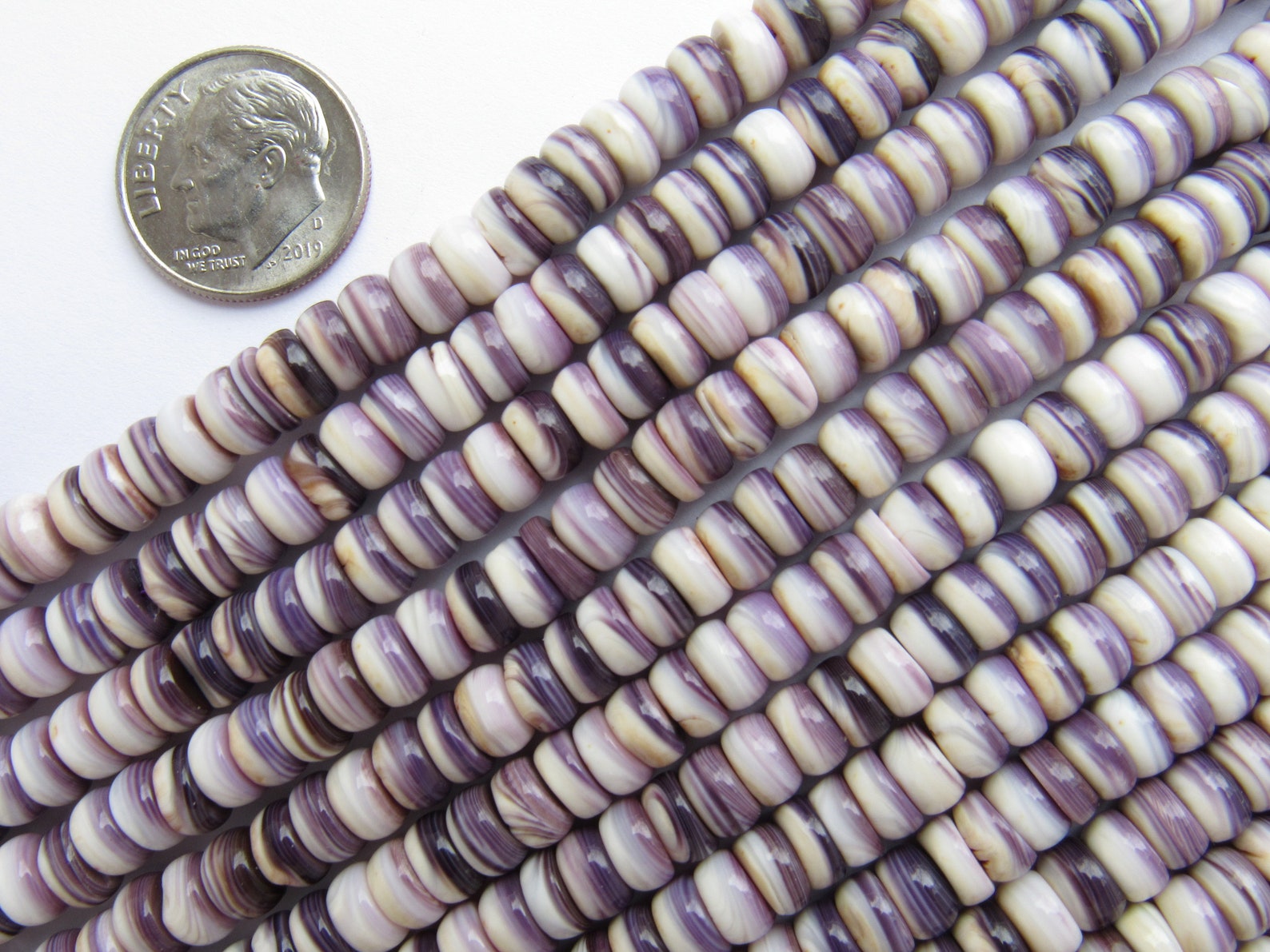 Genuine Wampum BEADS 6mm Rondelles Quahog Natural Purple Shell | Etsy