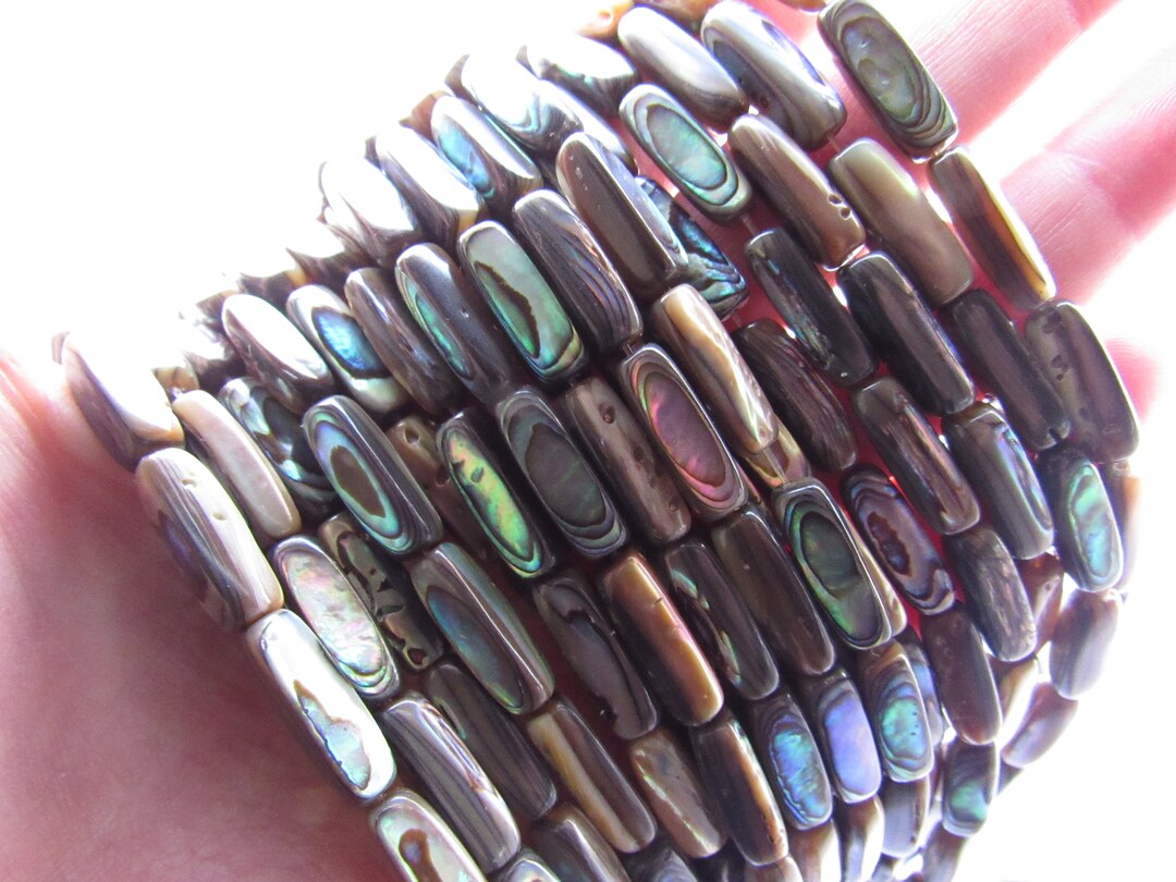 Natural Abalone Shell BEADS 16x5mm Freeform Tube Multicolor Drilled ...