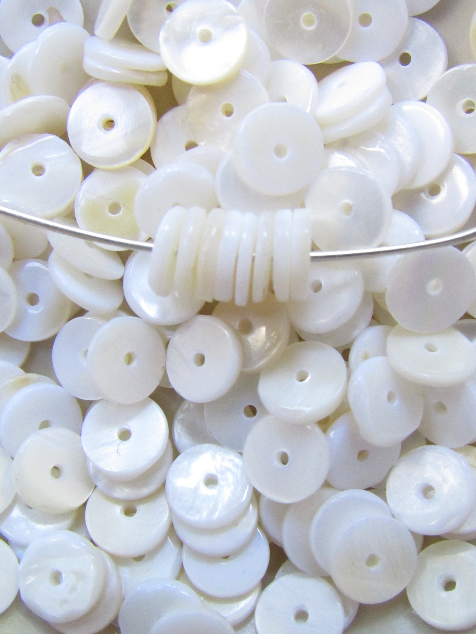 Mother of Pearl Beads: 8mm Flat Round Disk Shell Bead Supply - Etsy
