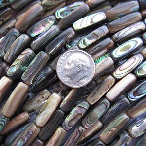 Natural Abalone Shell BEADS 16x5mm Freeform Tube Multicolor Drilled ...
