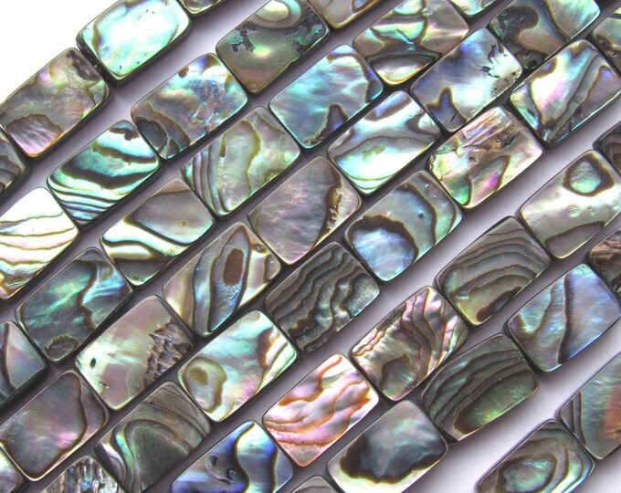 Bead Supplies Natural Abalone SHELL 12x8mm Rectangle Multicolor Length ...
