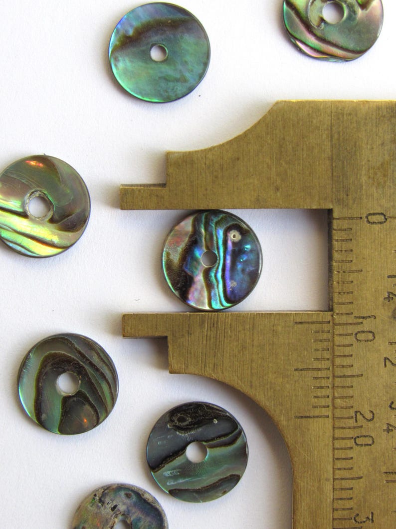 Natural Abalone Shell Beads: 10mm Flat Round, Iridescent Jewelry Supply ...