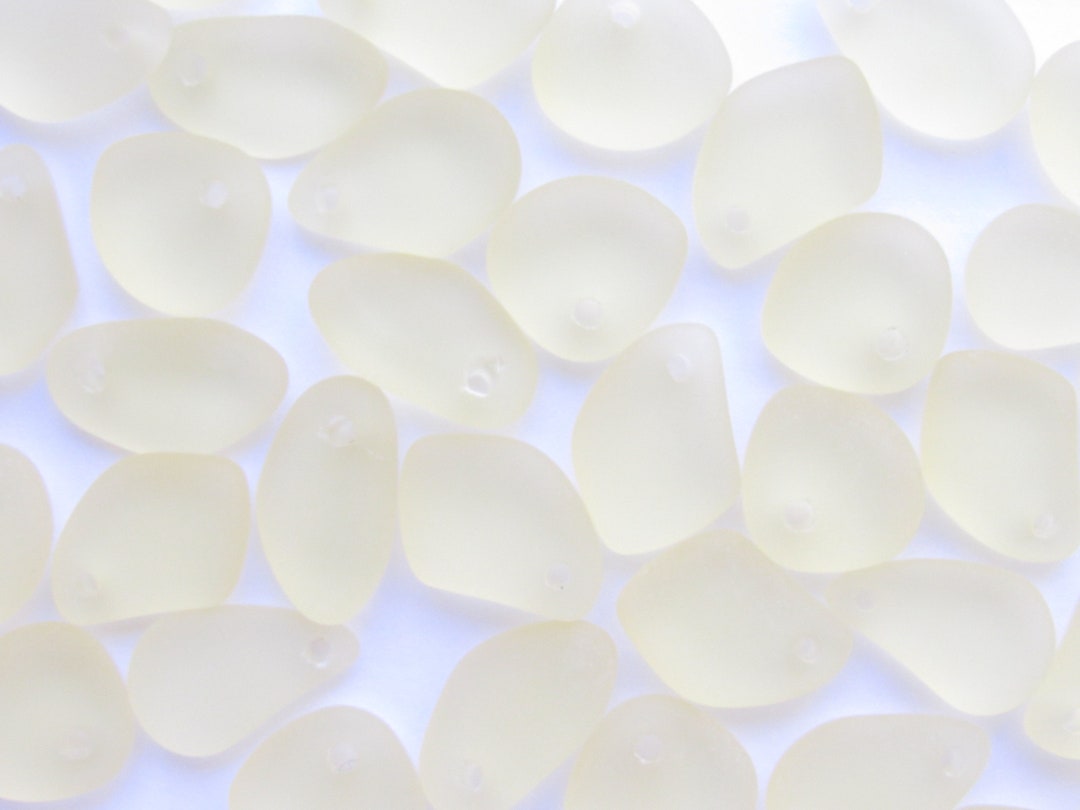 Lemon Yellow Frosted Sea Glass Pendants: Drilled Pebble Beads (15mm) - Etsy