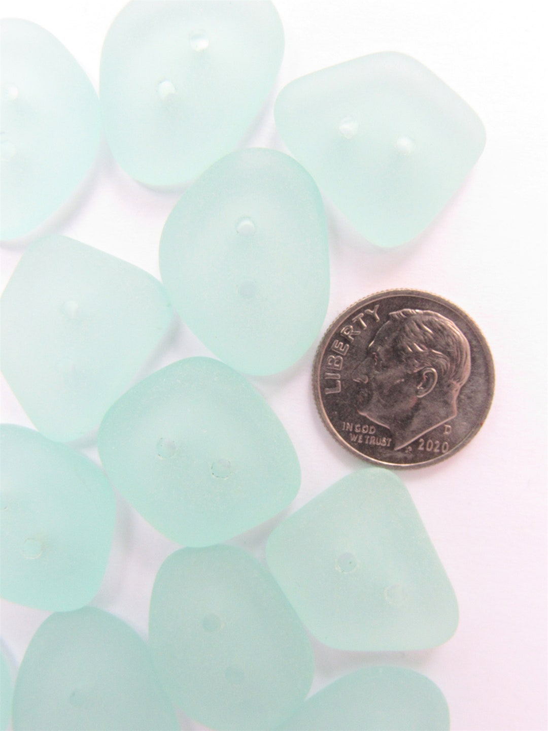 Aqua Blue Sea Glass Buttons: Frosted Freeform, 2-hole (12 Pc) - Etsy