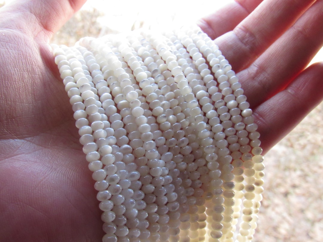 Natural White TROCHUS Shell BEADS 4x2.5mm Rondelle White Shell Strand ...