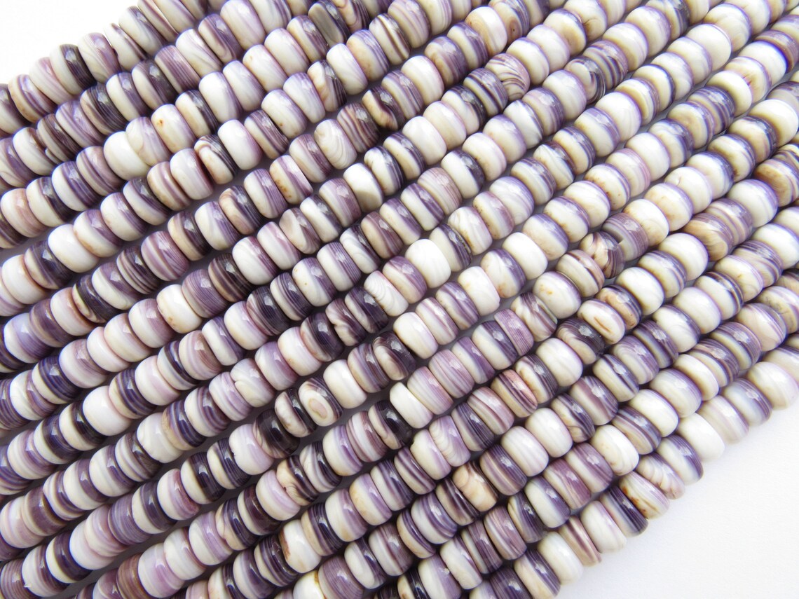 Genuine Wampum BEADS 6mm Rondelles Quahog Natural Purple Shell | Etsy
