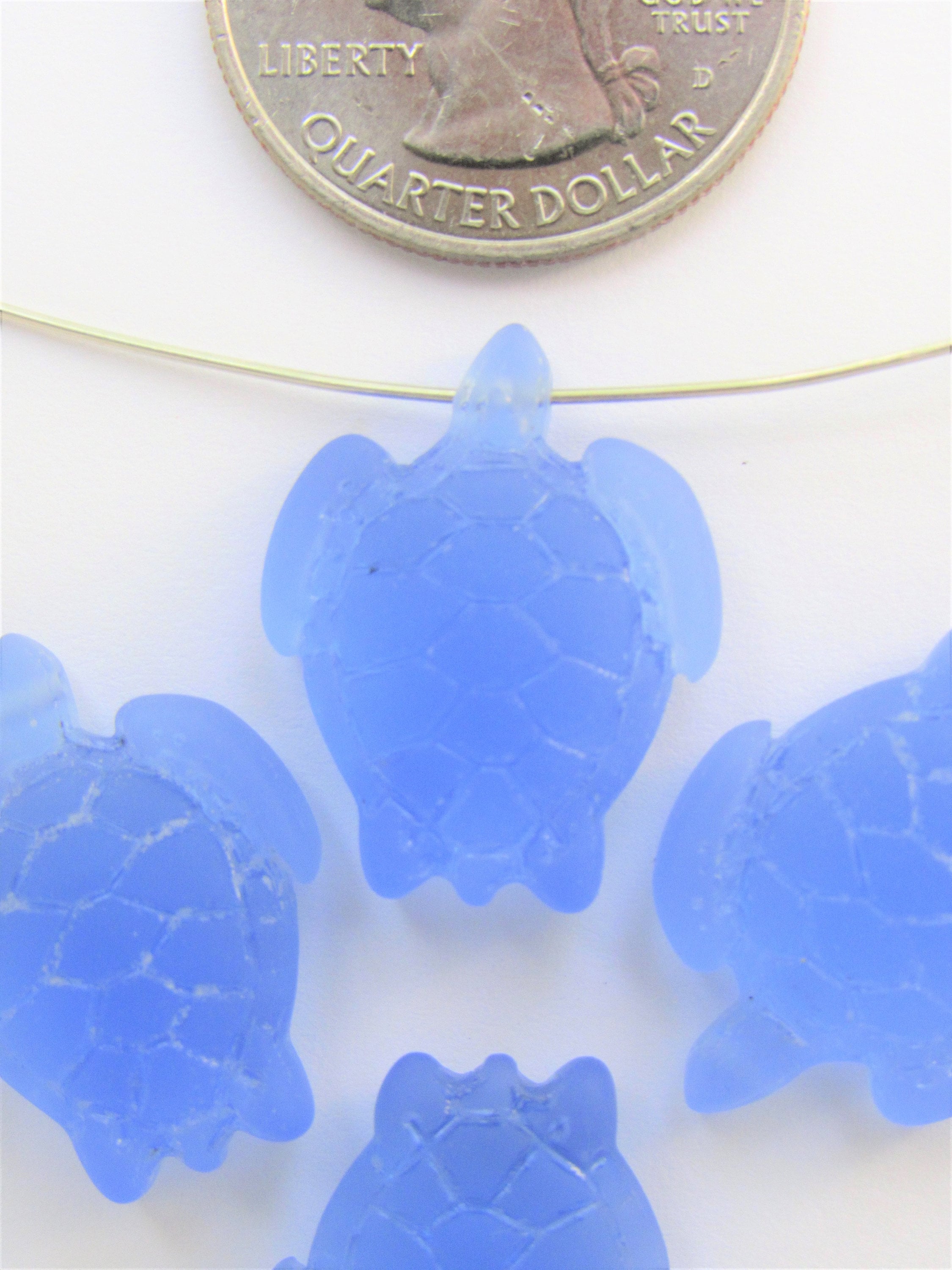 Cultured Sea Glass TURTLE PENDANTS 23x18mm top drilled | Etsy