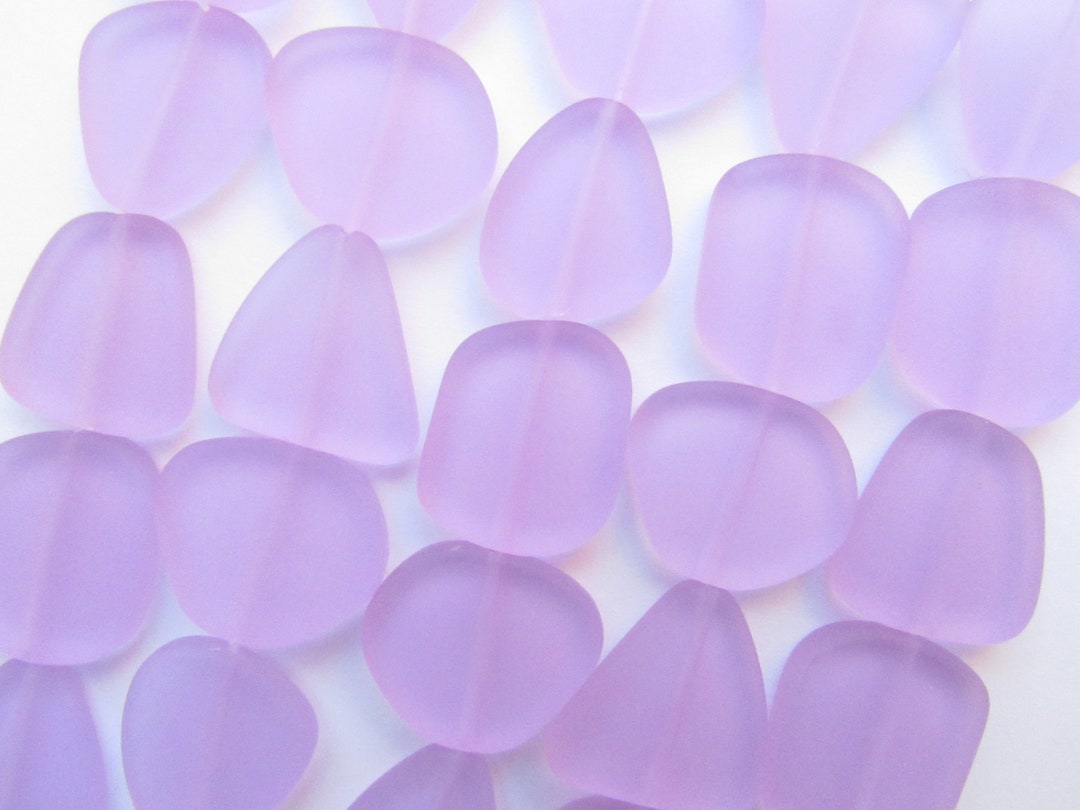 Light Purple Sea Glass Beads: 22-24mm Appr 1" Flat Freeform Jewelry ...
