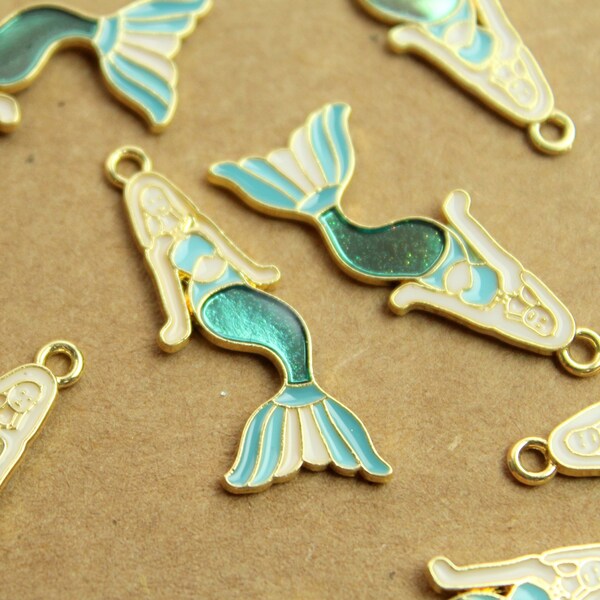 Gold Mermaid Charm - Etsy