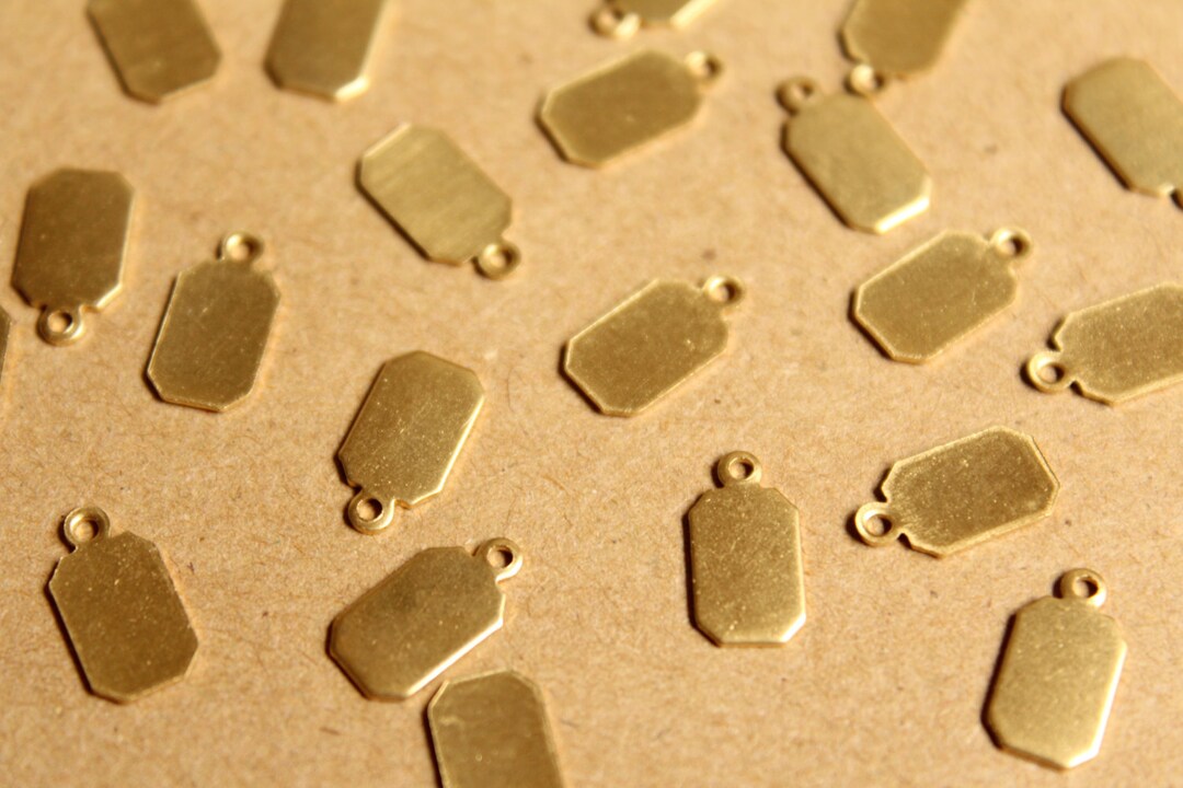 24 Pc. Small Raw Brass Stamping Tags: 11mm by 6mm - Made in USA | RB ...