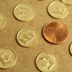 2 Pc. Raw Brass Crown Coin Stampings: 16mm Diameter- Made in USA Royal ...
