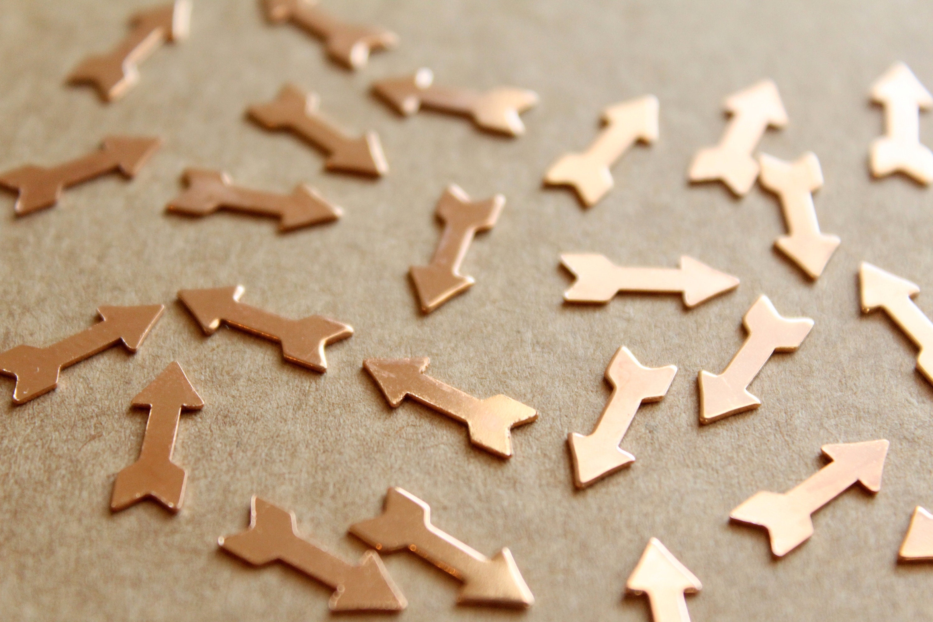 14 Pc. Small Rose Gold Plated Brass Arrows: 14mm by 5mm - Made in USA ...