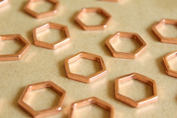 10 Pc. Rose Gold Plated Hexagon Links 19.5mm by 22mm FI-393 - Etsy