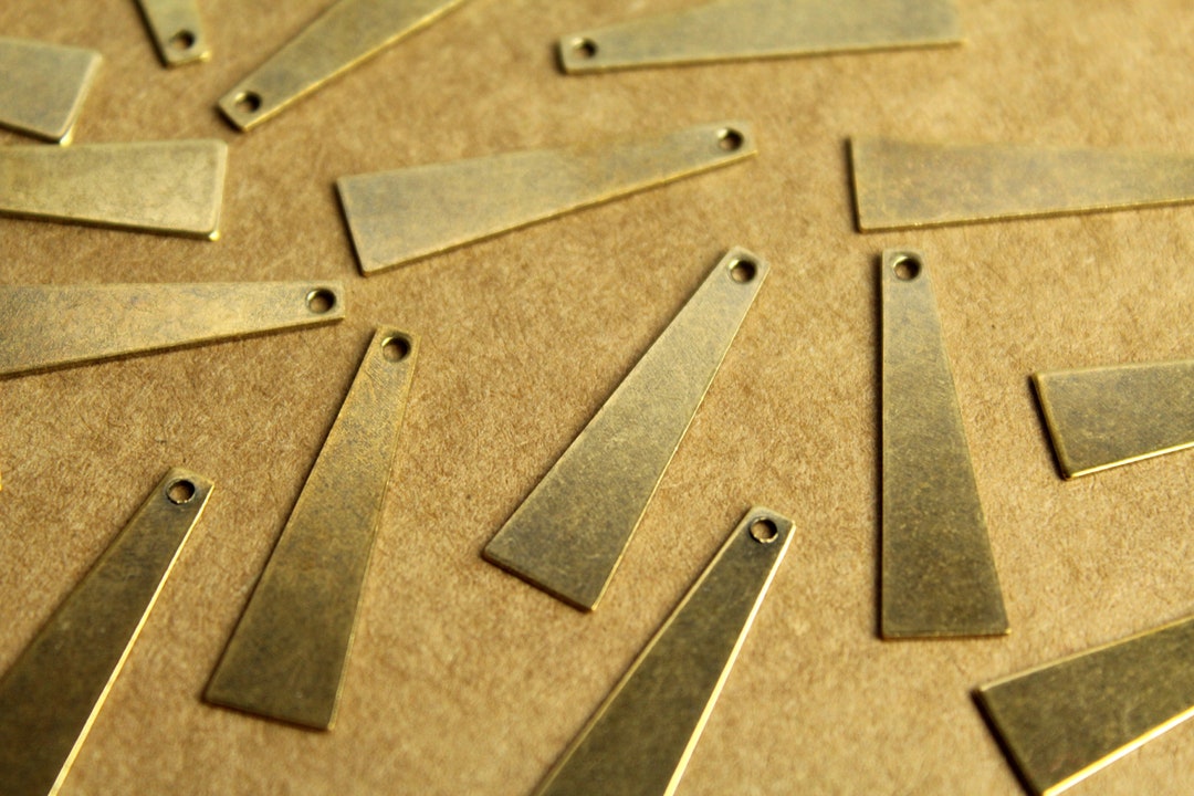 8 Pc. Antique Brass Plated Geometric Drops: 29mm by 8mm - Made in USA ...