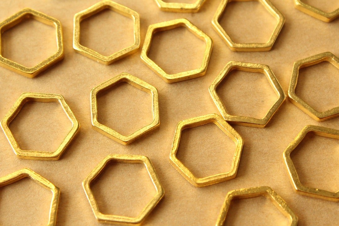 10 Pc. Gold Plated Hexagon Links, 19.5mm by 22mm | FI-645 - Etsy