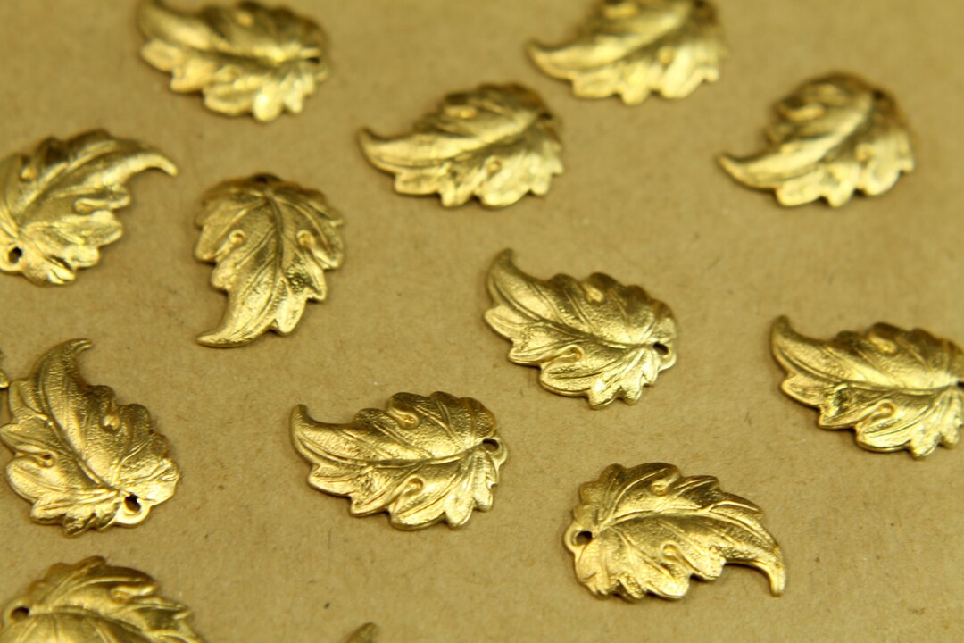 6 Pc. Raw Brass Curved Autumn Leaves: 18mm by 13mm - Made in USA | RB ...