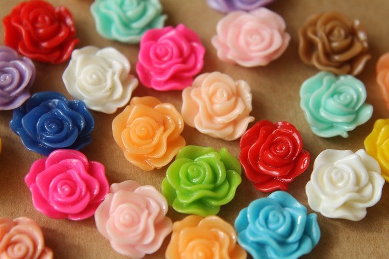 CLOSEOUT 30 Pc. Multi Color Ruffle Rose Cabochons 13mm X - Etsy