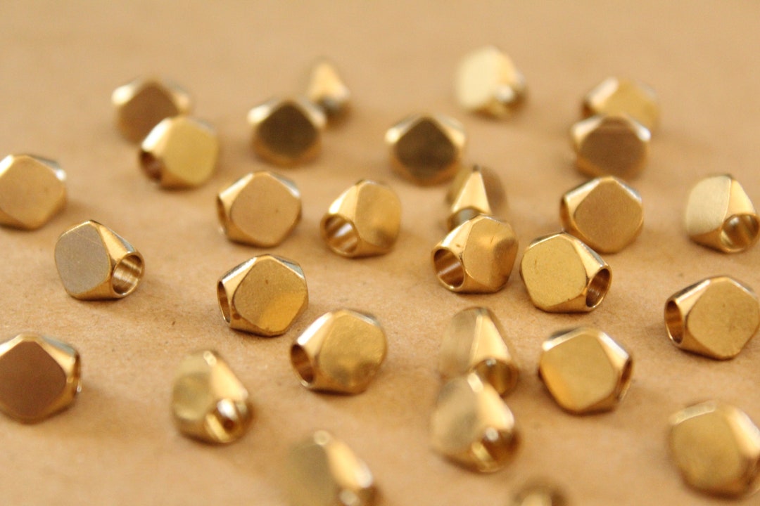 30 Pc. Raw Brass Faceted Triangular Beads, 6.5mm by 6.5mm by 6mm| FI ...