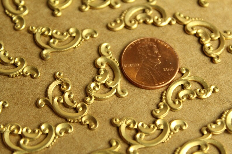 3 Pc. Raw Brass Filigree Stampings (left) : 20.5mm by 14mm - Made in ...