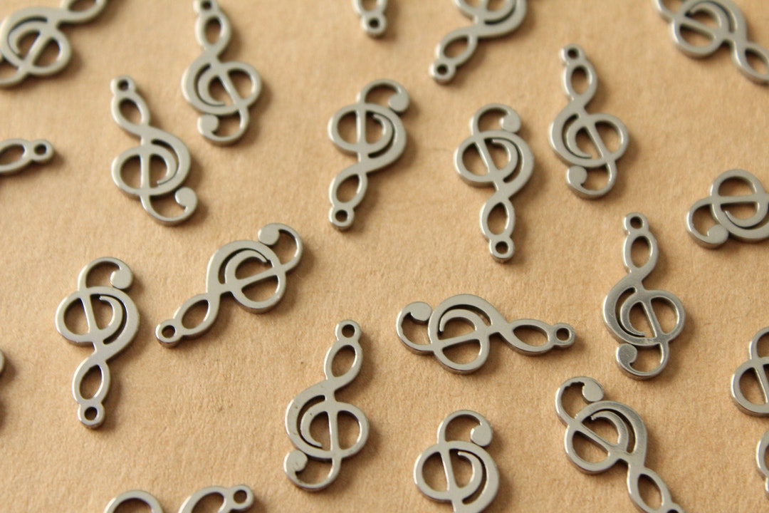 20 Pc. Stainless Steel Treble Clef Circle Charms: 17mm by 8mm | MIS-435 ...