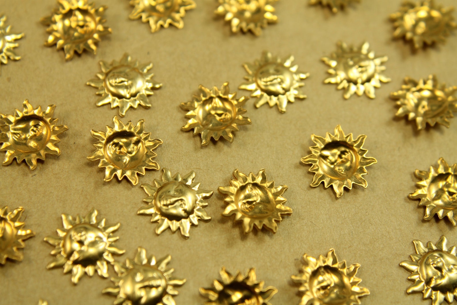 12 Pc. Tiny Raw Brass Sun Stampings: 13mm in Diameter - Made in USA ...